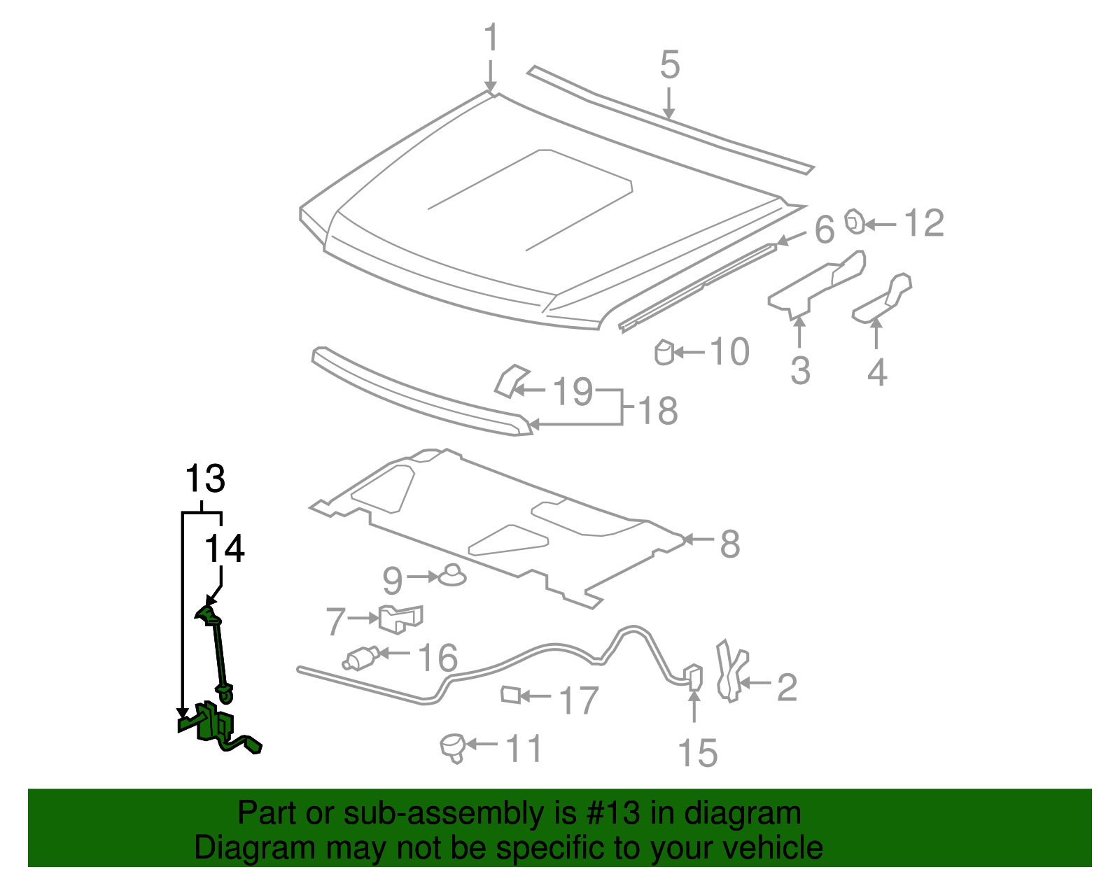20763454 - Hood Latch with Hood Ajar Indicator Switch 2007-2014 GM ...