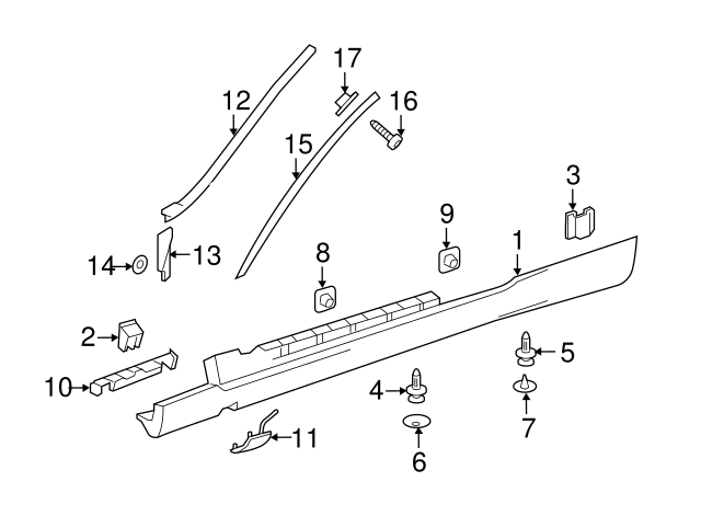 Rocker Panel Molding Cap - 2011-2017 Mercedes-Benz (207-698-11-30-9999 ...