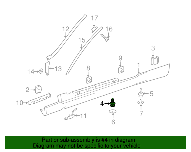 000-991-11-98 - Rocker Molding Retainer Clip 2011-2020 Mercedes-Benz ...