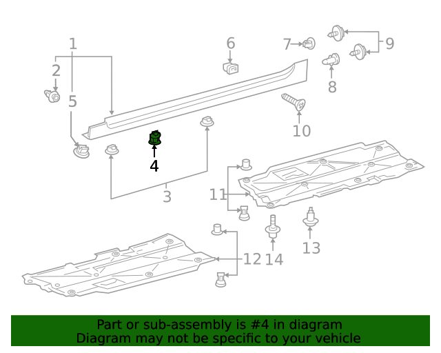 90467-22015 - Rocker Molding Clip 2016-2024 Toyota | Longo Toyota Parts