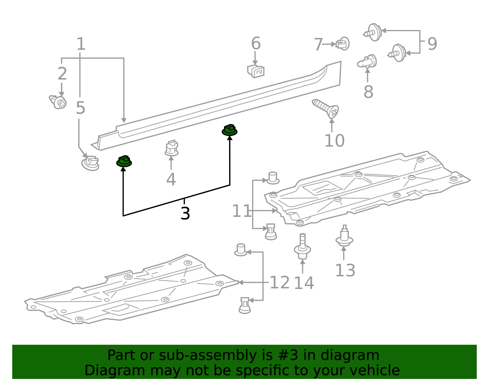 2016-2025 Toyota 2016-2024 Toyota - Rocker Panel Molding Clip 90467 ...