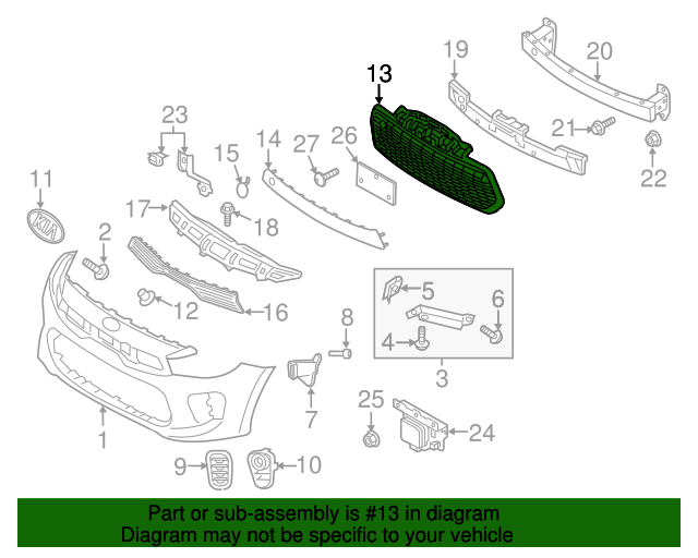 2018-2020 Kia Rio OEM NEW 2018-19 Kia Rio Grille-Front Bumper Lower ...