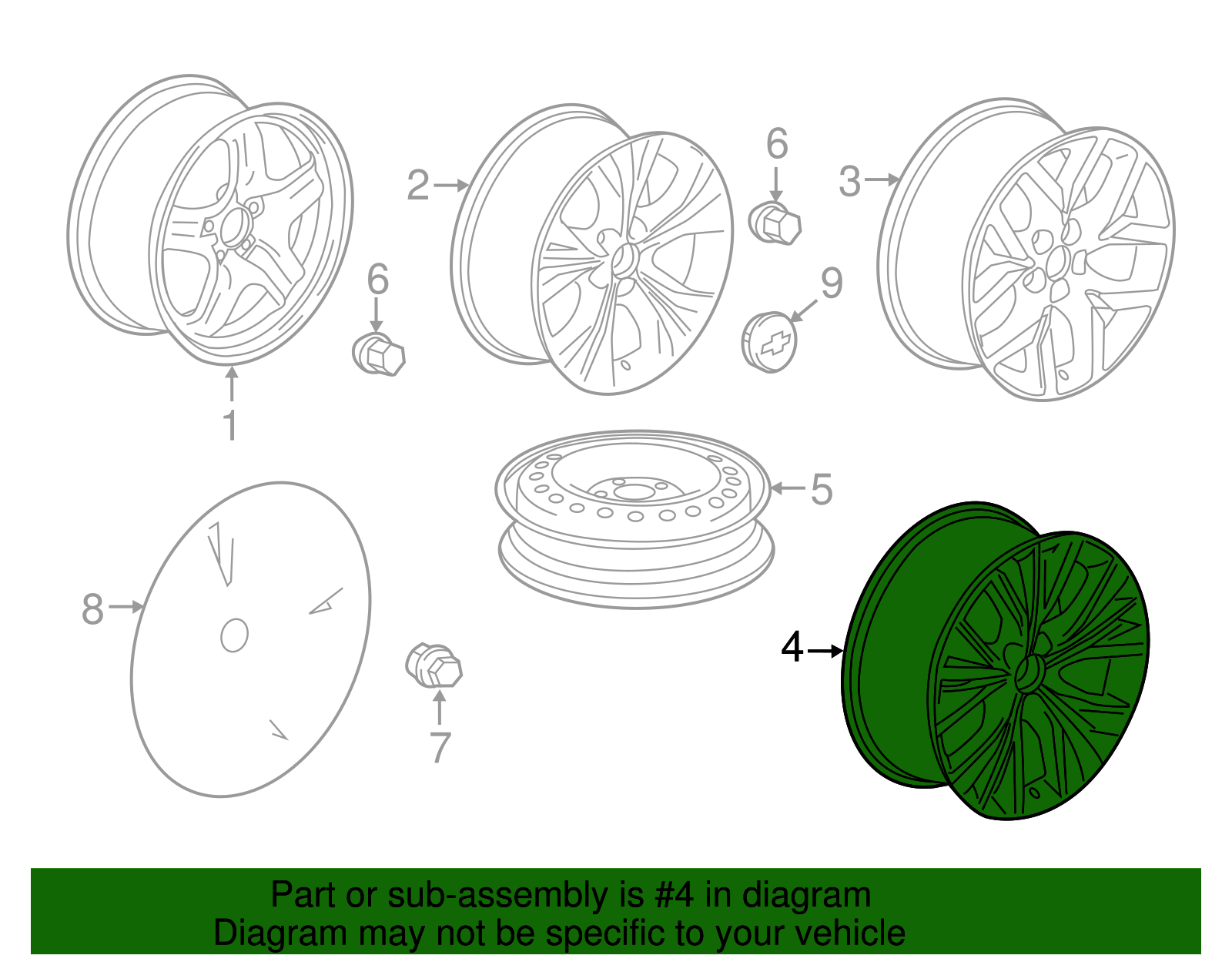 2014-2020 Chevrolet Impala Wheel, Alloy 12451950 | Courtesy Parts