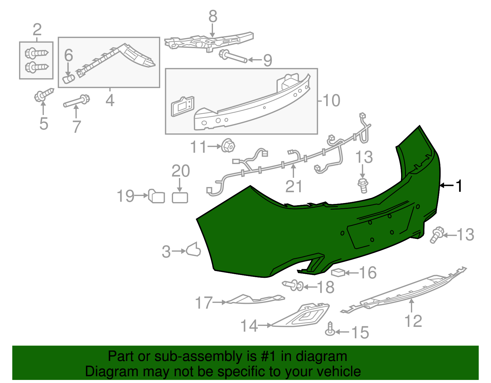 2012-2013 Buick Regal Rear Bumper Cover 22741023 | Awesome Parts