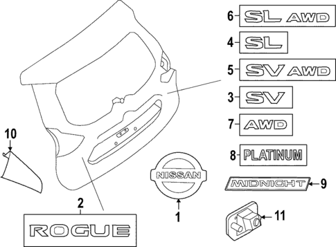 Exterior Trim - Lift Gate for 2023 Nissan Rogue | OEM Parts Online