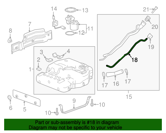 2017-2023 GMC Acadia Fuel Tank Fill Vent Pipe 84006400 GM ...
