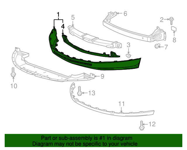 2010-2016 Cadillac SRX Fascia Asm-Frt Bpr Lwr 22869264 | GM Parts Center