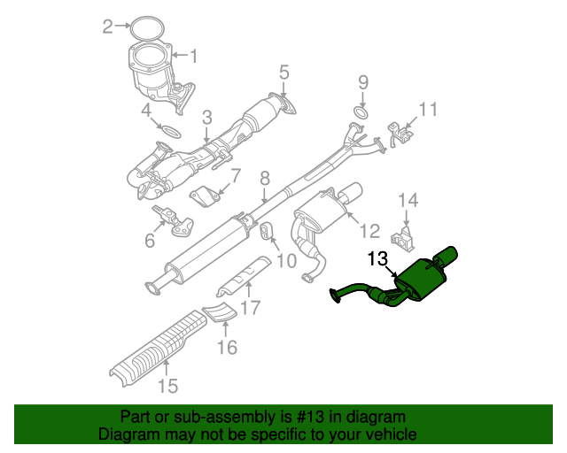 20110-ZY70A - Muffler 2011-2014 Nissan Maxima | Nissan Parts ...