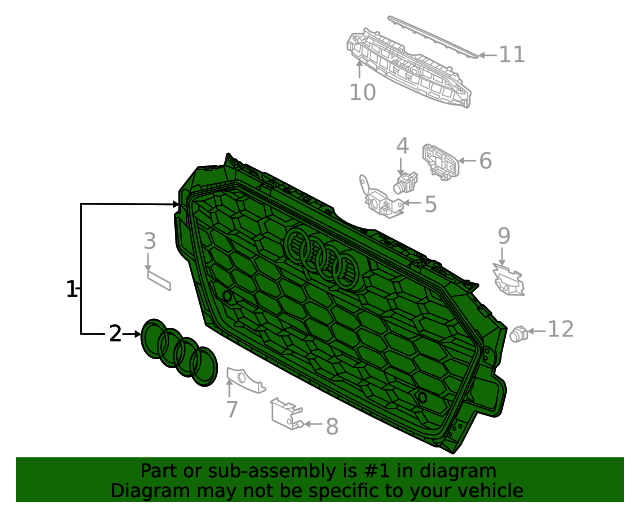 2020-2023 Audi Grille Assembly 8W0-853-651-DT-RN4 | Audi USA Parts
