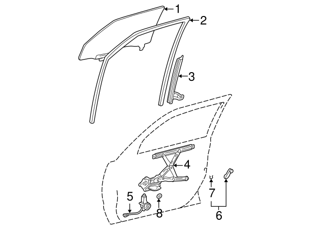 68151-02191 - Window Channel (Left, Front) - 2006-2008 Toyota Corolla ...