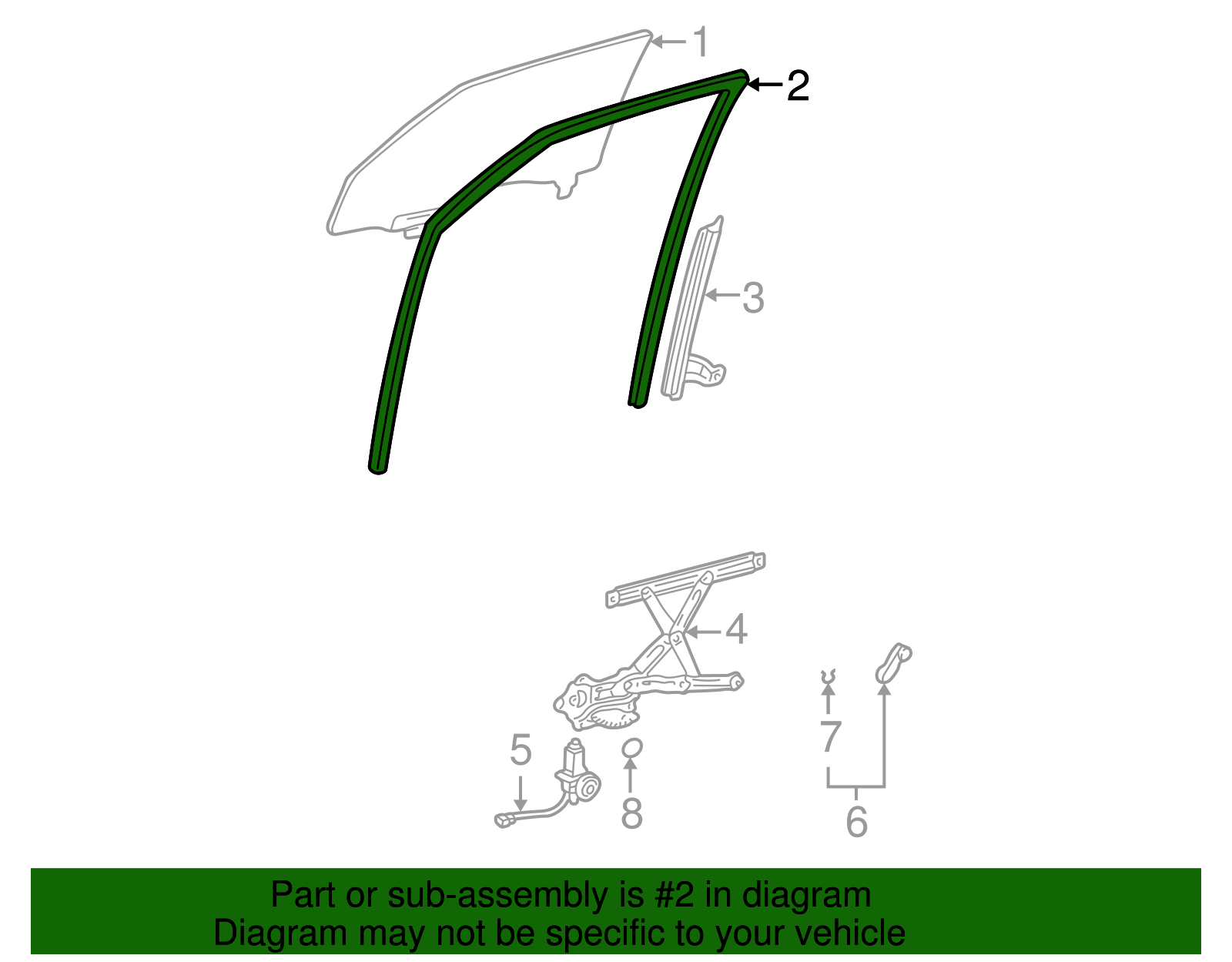 2003-2007 Toyota Corolla Window Channel (Left, Front) 68151-12212 | OEM ...
