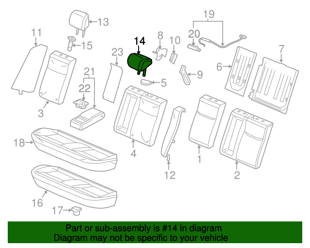 82940-TR6-V81ZA - Headrest Assembly, Rear Center *NH167L* (Graphite ...