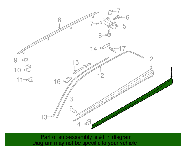 2016-2018 Audi A3 Sportback e-tron Rocker Molding 8V4-853-859-GRU ...