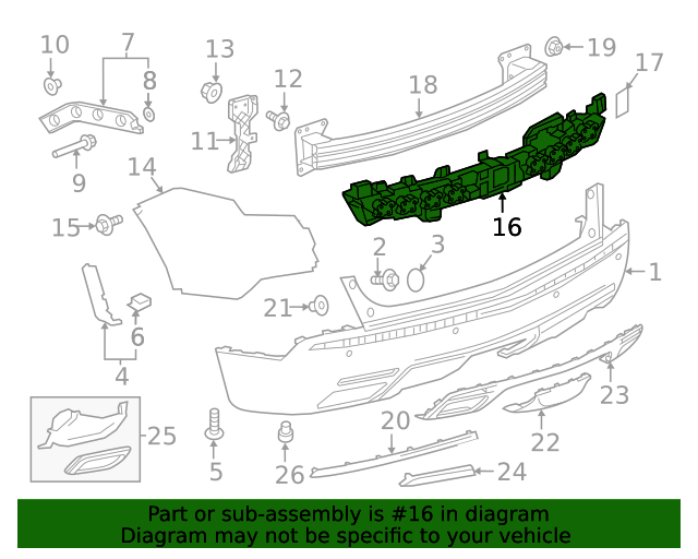 2020-2024 Cadillac XT5 Rear Bumper Fascia Energy Absorber 84903084 GM ...