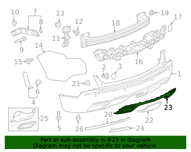 2020-2024 Cadillac XT5 Silver Rear Bumper Valance Panel 84227247 GM ...