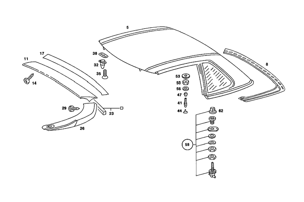 107-690-01-35-9045 - Cover, Hard Top Rail Mercedes-Benz USA Parts