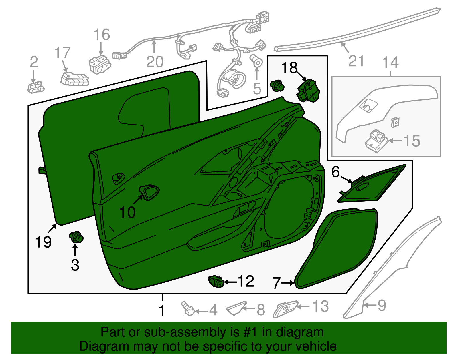 84586702 - Black Front Driver Side Door Trim Assembly 2014-2019 ...