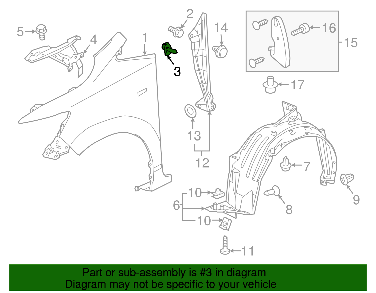 91504-T5A-003 - Fender Clip 2015-2020 Honda Fit | Honda Parts Online