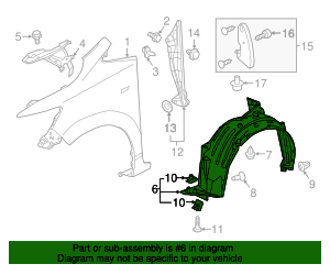 74150-T5R-A40 - Fender Assembly, L Front (Inner) - 2018-2020 Honda Fit ...