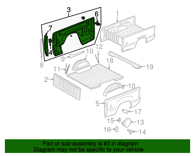 2004-2007 GM Driver Side Pickup Box Side Panel 88980680 GM ...