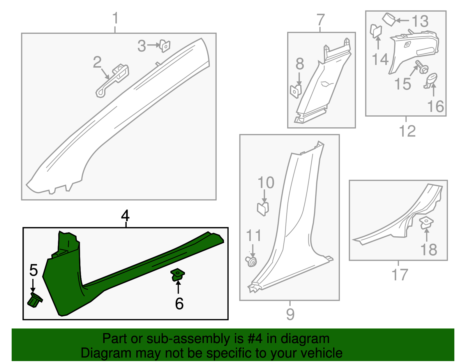 84081621 - Jet Black Rear Driver Side Door Sill Trim Plate 2016-2019 ...