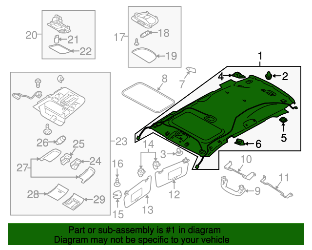 2010-2014 Subaru Outback Headliner 94416AJ00BME | Subaru Online Parts