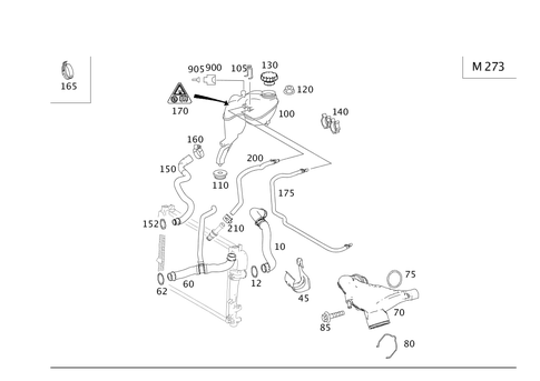 Expansion Tank, Mounting and Hoses for 2008 Mercedes-Benz CL63 AMG ...