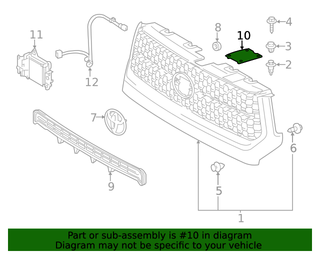 2018-2020 Toyota Tundra Grille, Radiator Side, Left 53113-0C010 ...