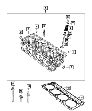 2014-2024 Ram Engine Cylinder Head Assembly, Right Side 68280508AE ...
