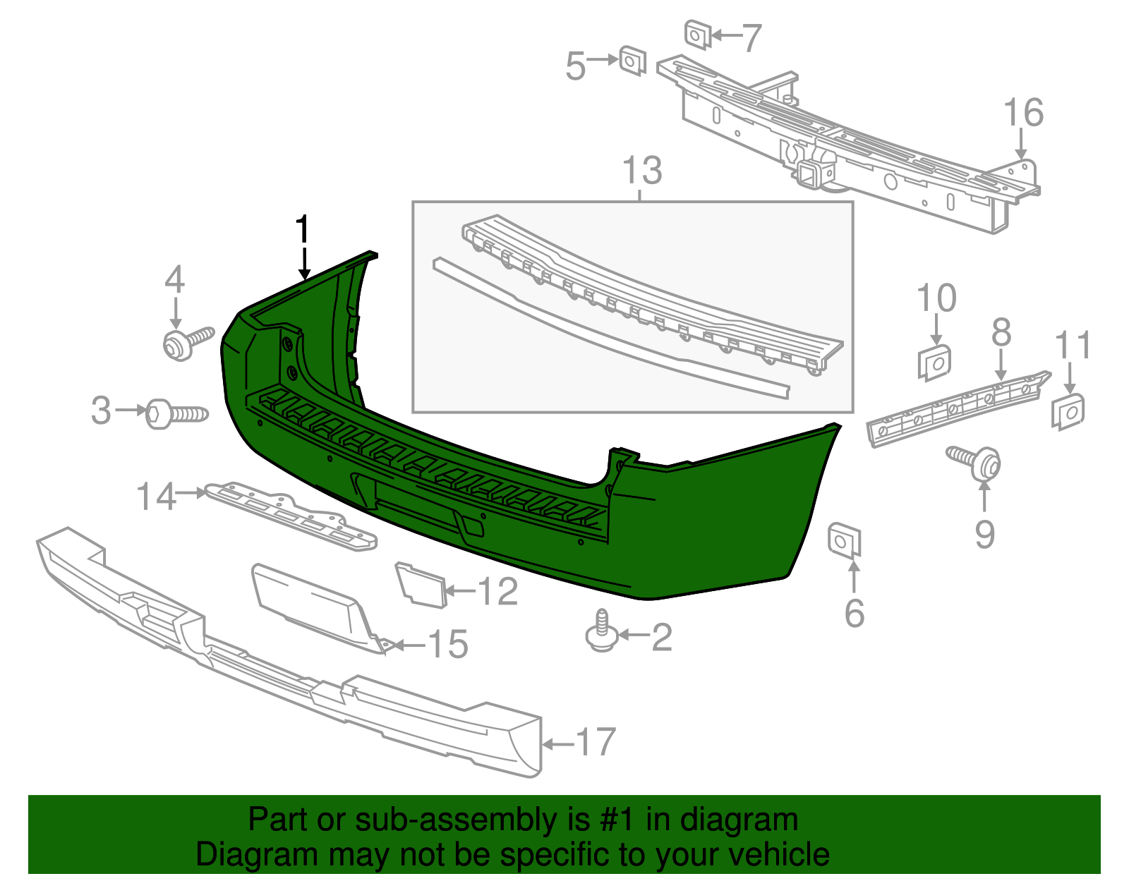 2017-2020 Chevrolet Suburban Rear Upper Bumper Cover 84560927 GM ...