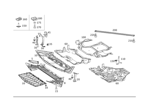 Engine Compartment Lining, Gasoline Vehicles for 2014 Mercedes-Benz C ...