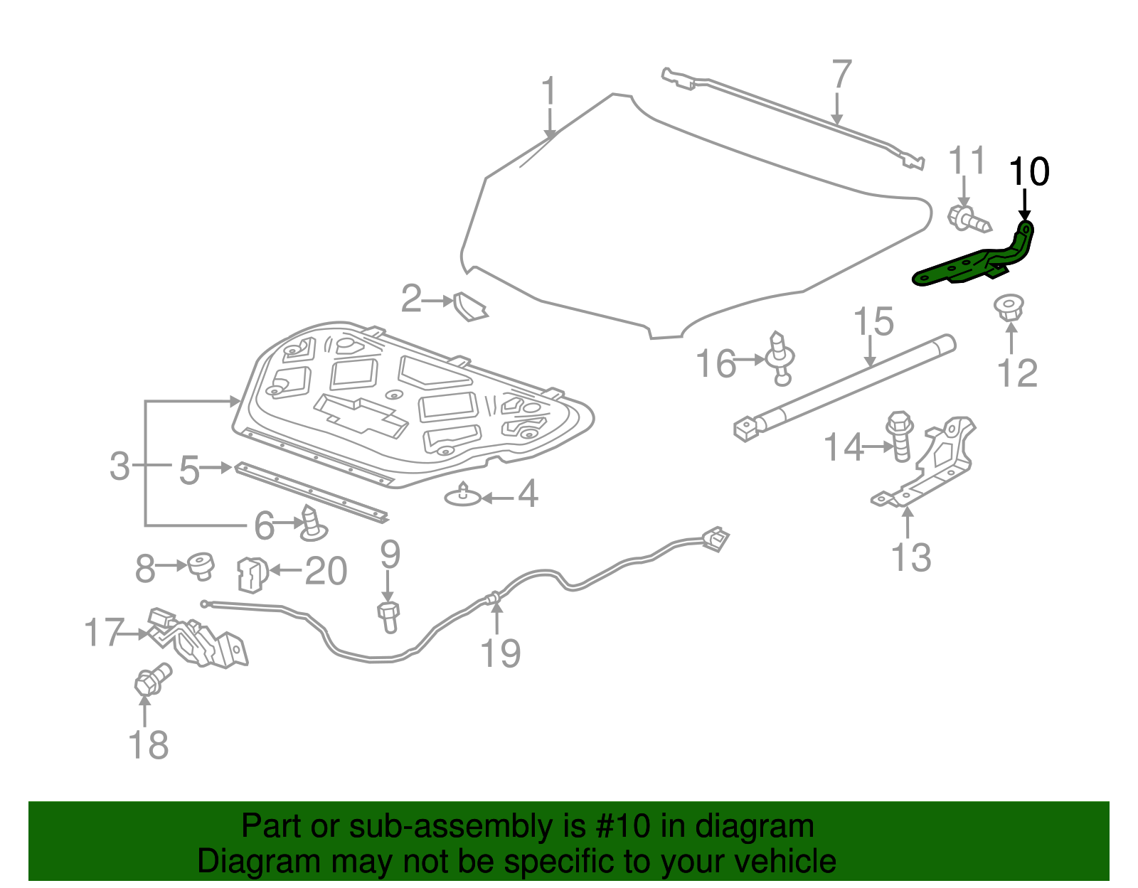2010-2017 GM Passenger Side Hood Hinge 25798896 GM | GMPartsDirect.com