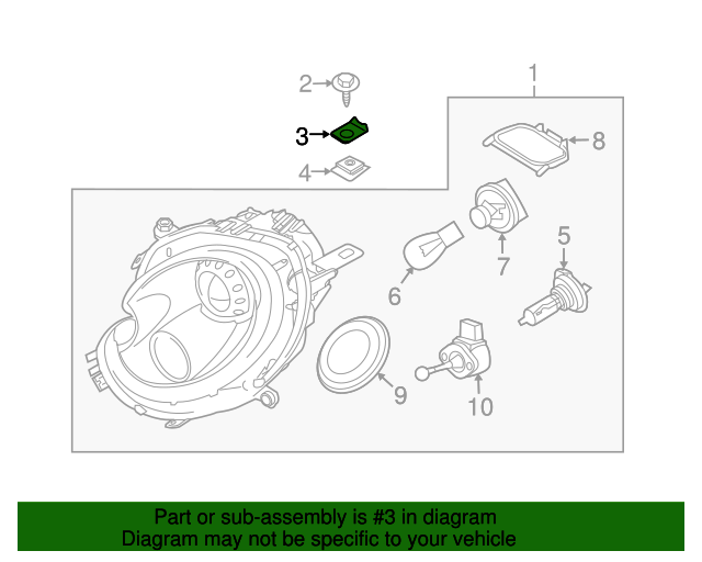 2011-2016 Mini Headlamp Assembly Retainer 63-12-2-752-225 | Shop OEM ...