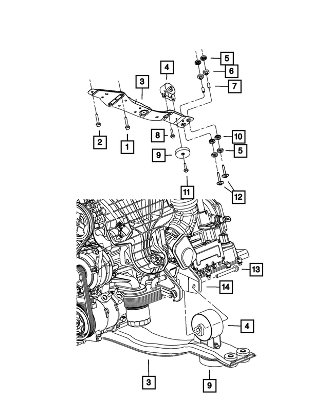 2007-2019 Mopar Front Suspension Cross-Member, Front 5272647AF | Mopar ...
