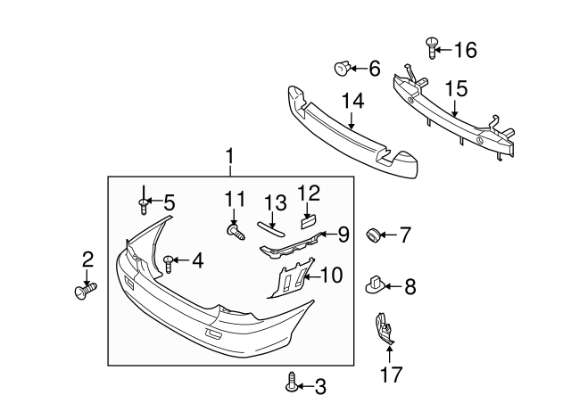 2003-2005 Kia Rio OEM NEW 2003-2005 Kia Rio Wagon Rear Bumper Cover ...