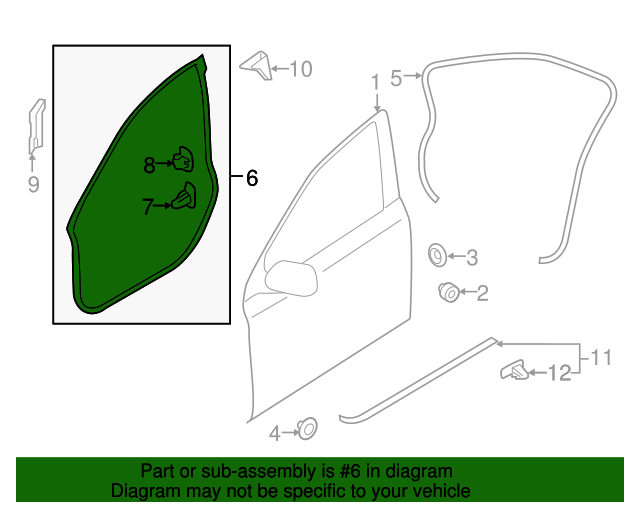 2015-2019 Subaru Door Weather-Strip - Driver's Side (LH) 63511AL01A ...