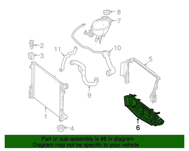 204-505-26-30 - Radiator Support Baffle 2010-2015 Mercedes-Benz GLK 350 ...