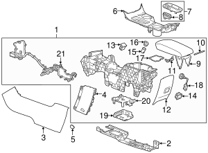 2014-2016 Chevrolet Jet Black Passenger Side Front Floor Console ...
