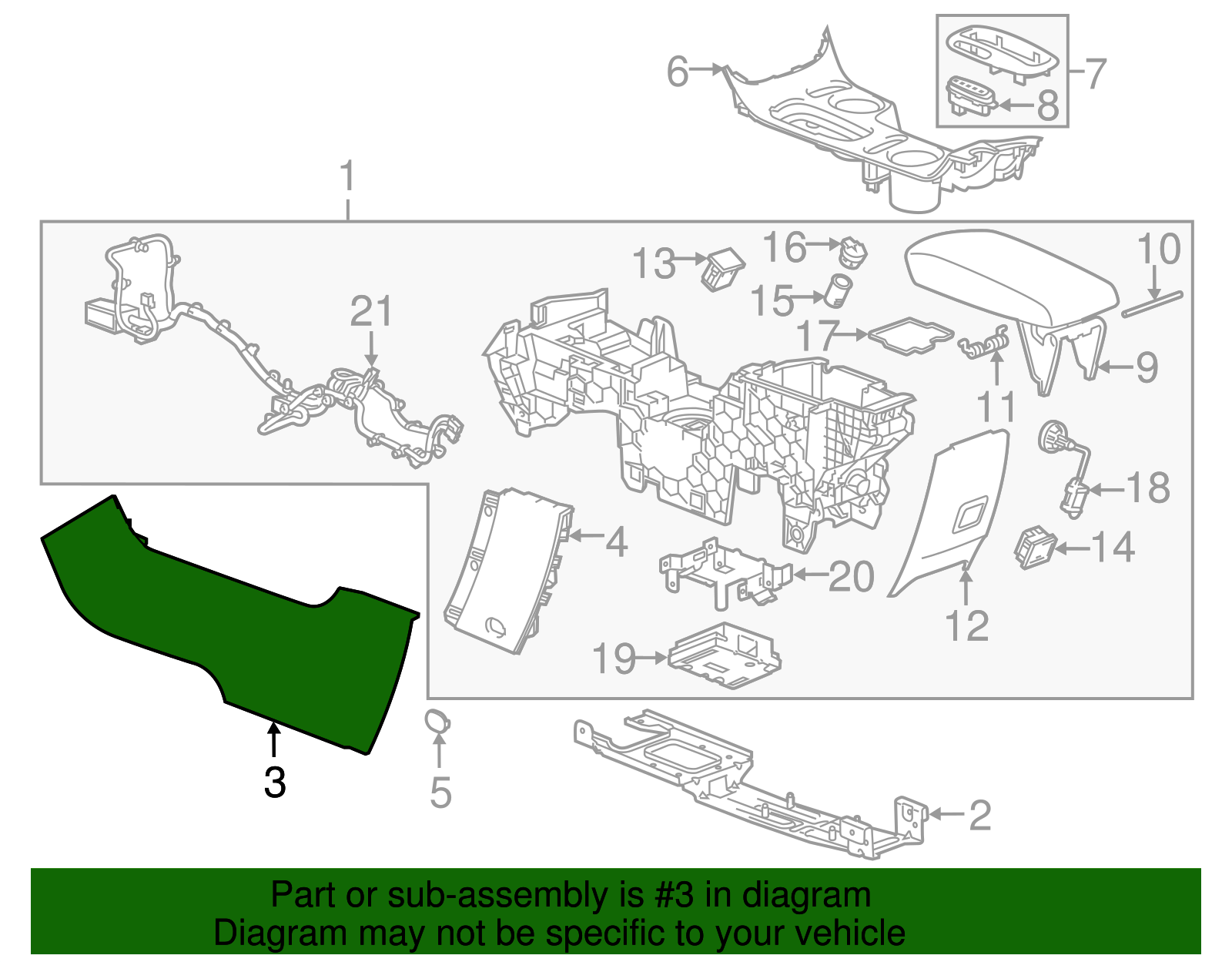 23218928 - Jet Black Driver Side Front Floor Console Extension Panel ...
