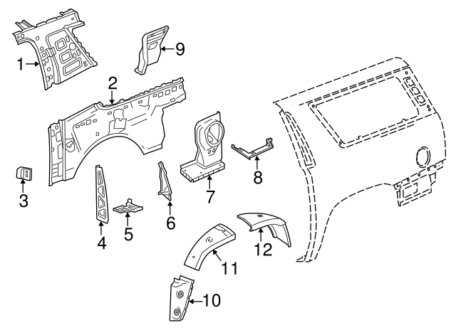 2015-2020 GM Rear Extension - Driver's Side (LH) 22818038 | TascaParts.com