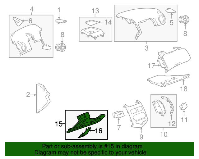 42439777 GM Panel Assembly-I/P Lower Center Tr *Jet Black | GM Parts Store