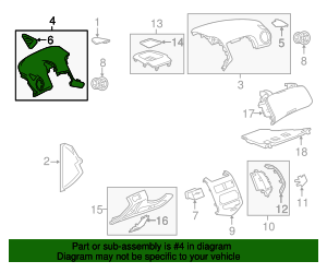 95233995 GM Dark Titanium Driver Side Instrument Panel Upper Trim Panel ...