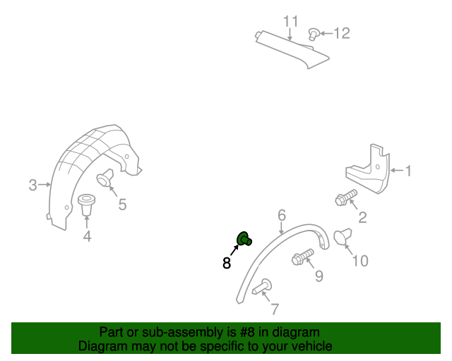 2015-2019 Nissan Rogue Wheel Opening Molding Retainer 76848-5HA0B ...