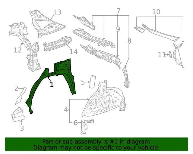 2021-2024 Toyota Venza Outer Wheelhouse 61631-48100 | Toyota Parts Center