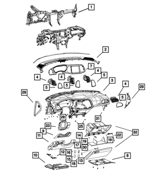2015-2016 Dodge Challenger Instrument Panel Closeout Panel, Right ...