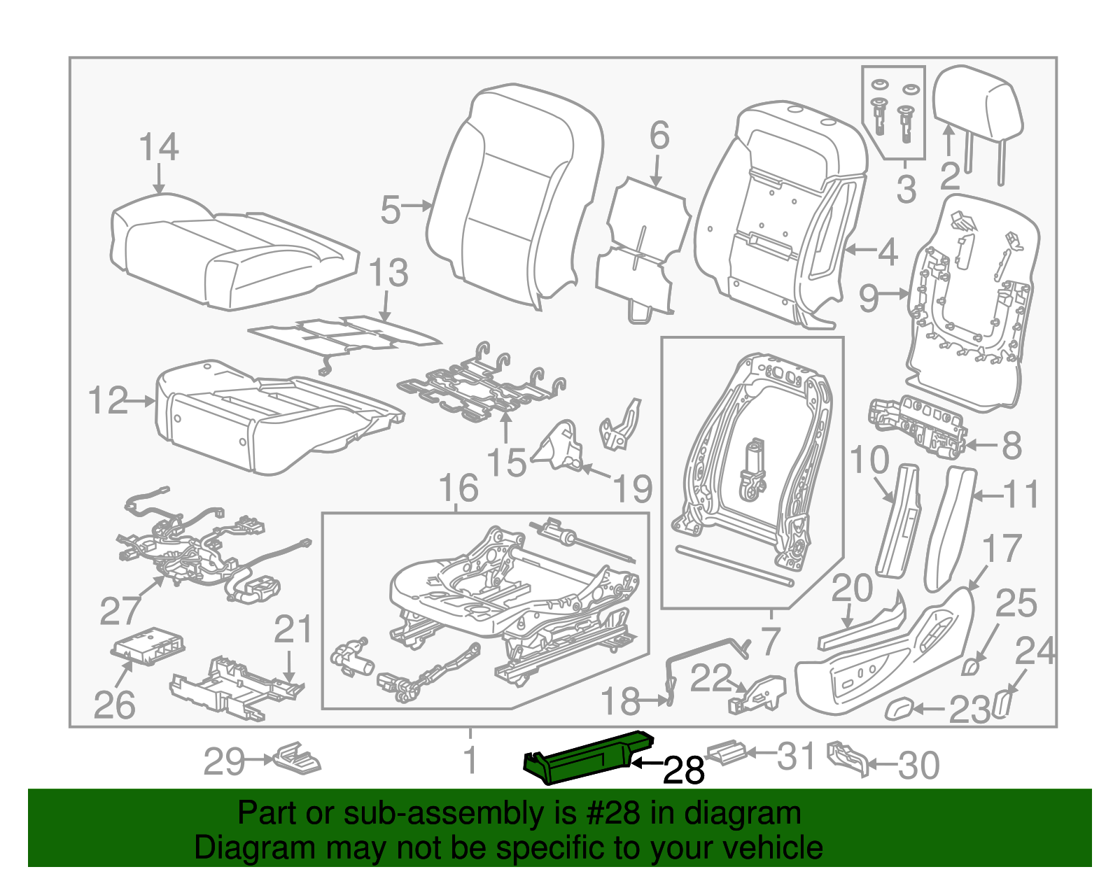 2014-2020 GM Jet Black Driver Seat Adjuster Finish Cover 23218775 GM ...