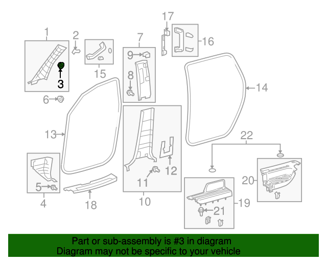 2007-2022 Toyota Windshield Pillar Trim Insert 62215-0C010 | Toyota ...