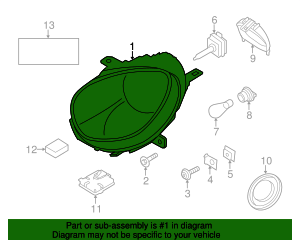 63-12-9-807-488 - Headlight 2011-2016 Mini | AutoNationParts.com