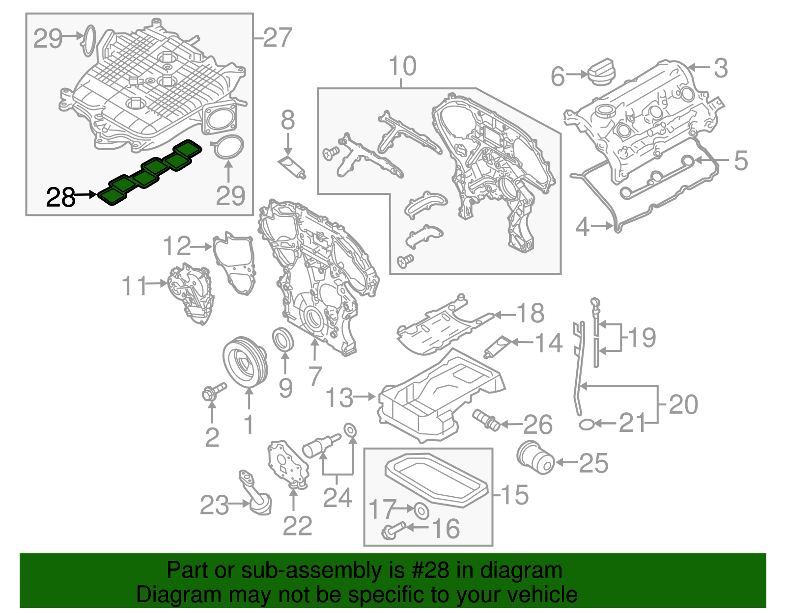 2008-2020 Nissan Manifold Gasket 14035-JP00A | Nissan Parts OEM