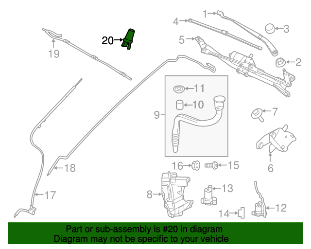LR059996 - Windshield Washer Nozzle 2015-2019 Land Rover Discovery ...